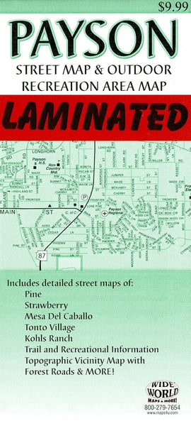 Gloss Laminated Payson Street Map & Outdoor Recreation Area Map | Wide ...