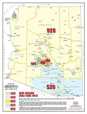 State of Arizona Area Codes Map - 50 Count | Wide World Maps & MORE!