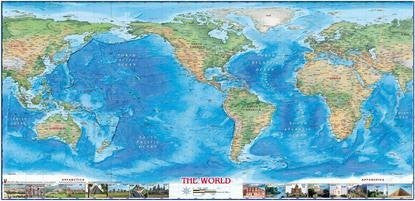 WIDE WORLD Physical World Mini Mural Gloss Laminated [Map] William ...