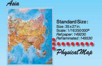 Asia Physical Wall Map Gloss Laminated | Wide World Maps & MORE!