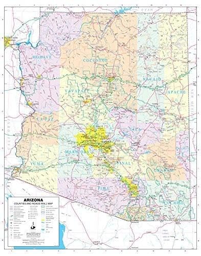 Arizona Counties and Roads Full-Size Wall Map, Dry Erase Laminated [Map ...