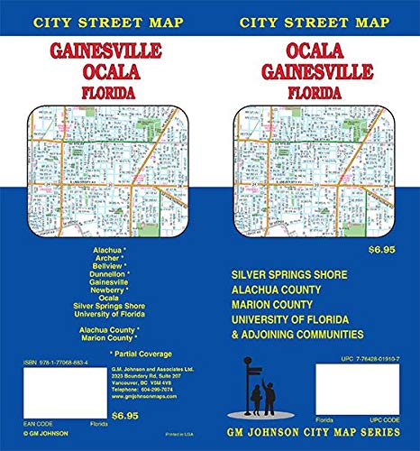 Gainesville / Ocala / University of Florida, Florida Street Map GM ...