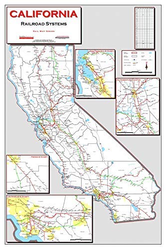 California Railroad Systems Gloss Laminated Wall Map | Wide World Maps ...