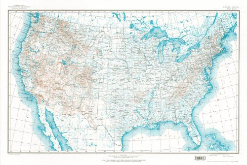 United States Map 7B Base Map with Contours (TUS5363) | Wide World Maps ...