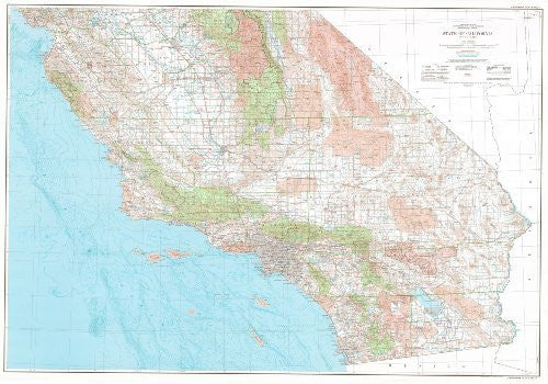 State of California Base Map with Highways and Contours (South Half ...