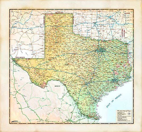 Ivory-Style The Great State of Texas Wall Map Paper/Non-Laminated ...
