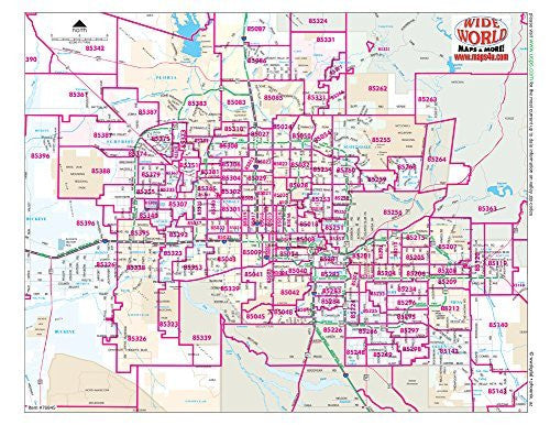 Metropolitan Phoenix Arterial Streets ZIP Code Zones Notebook Map Gloss ...