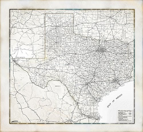 Rustic-Style The Great State of Texas Wall Map Dry Erase Laminated ...